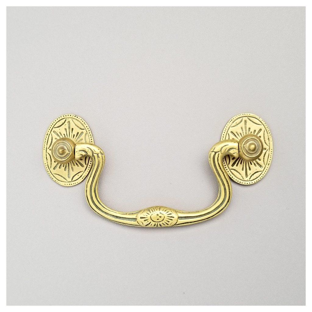 Brass swan neck loop handle, swan neck bail handle, complete loop handles