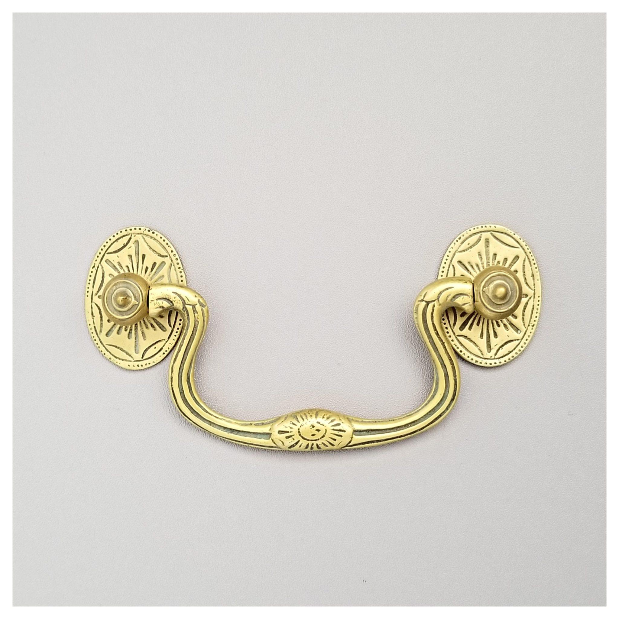 Brass swan neck loop handle, swan neck bail handle, complete loop handles