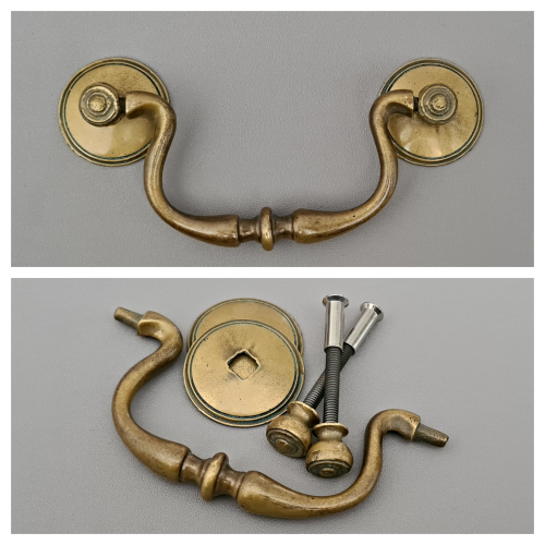 Brass swan neck loop handle, swan neck bail handle, complete loop handles