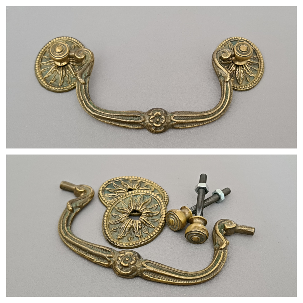 Brass swan neck loop handle, swan neck bail handle, complete loop handles